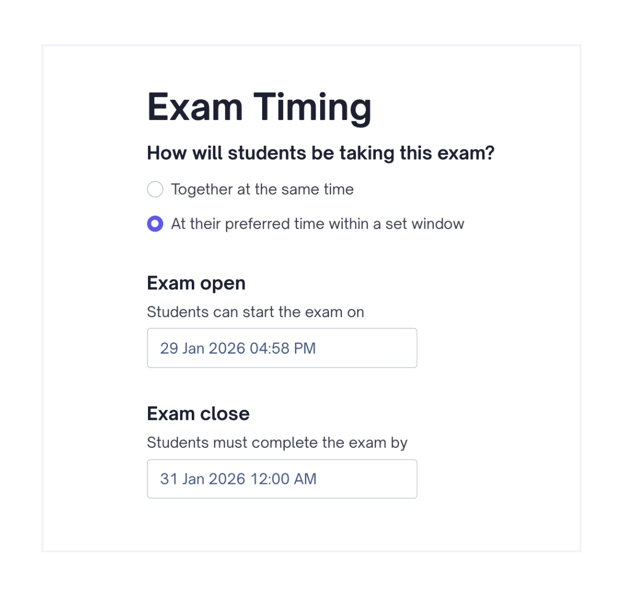 Setting up Multi-Format Exams