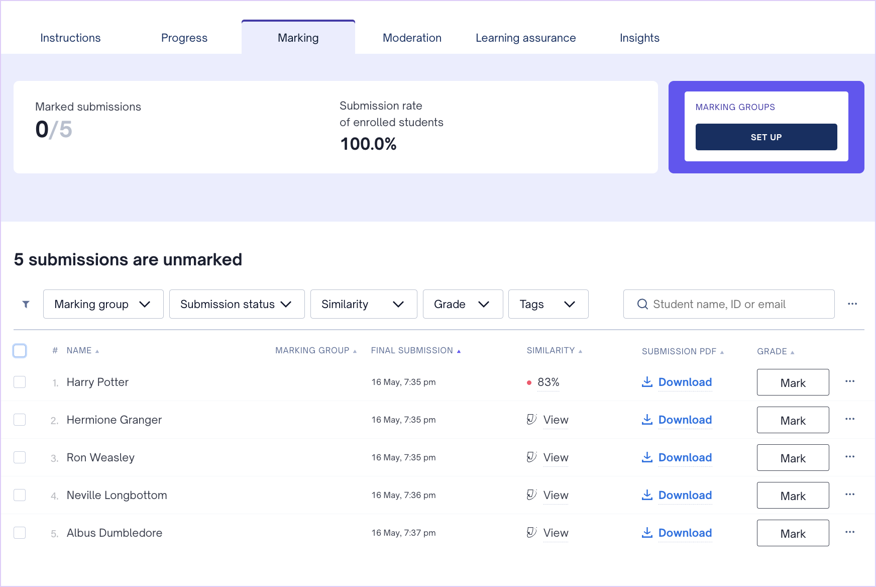 Marking with Turnitin Feedback Studio