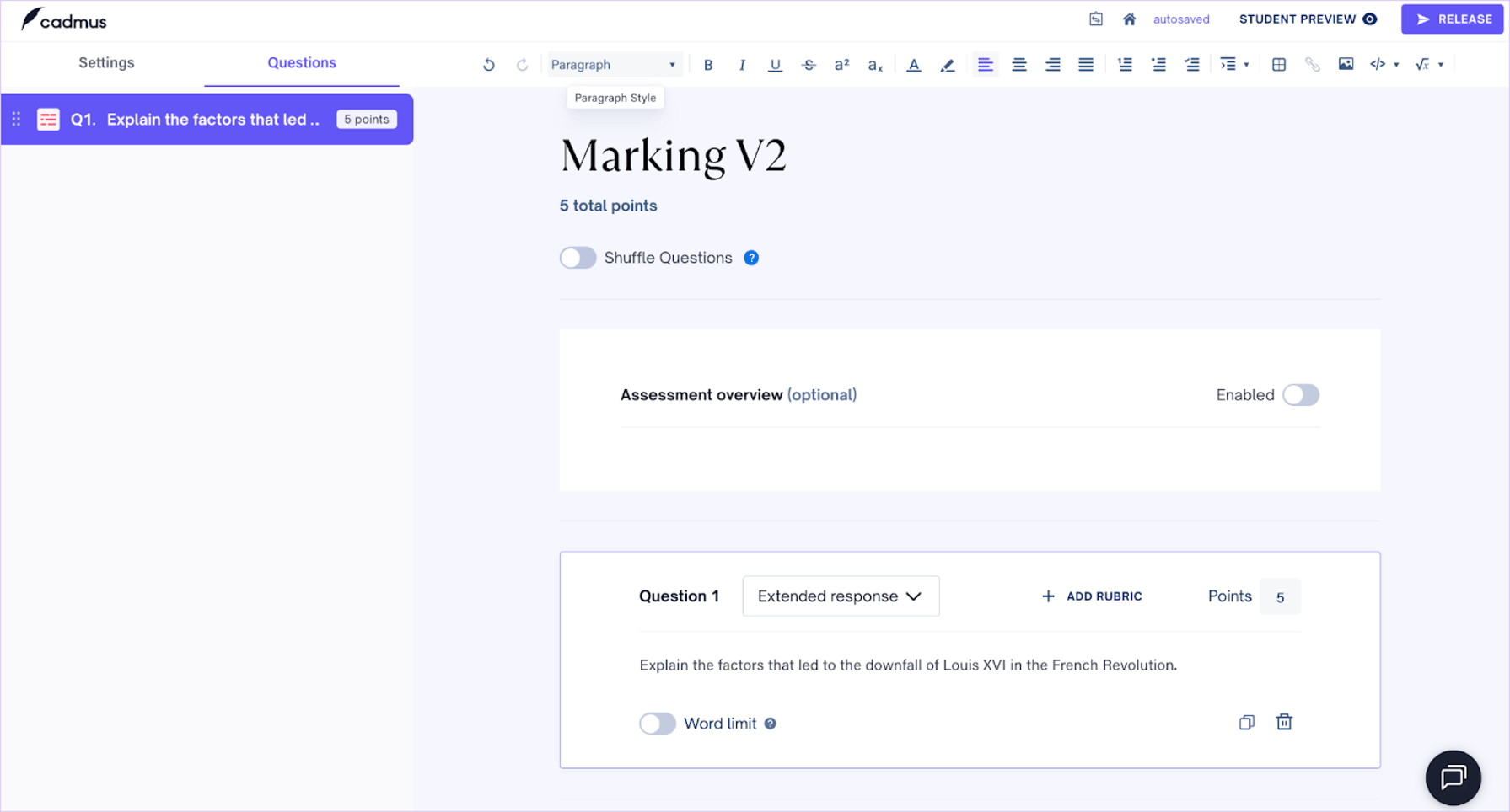 Rubric-Based Marking for Extended Response questions in Multi-Format ...