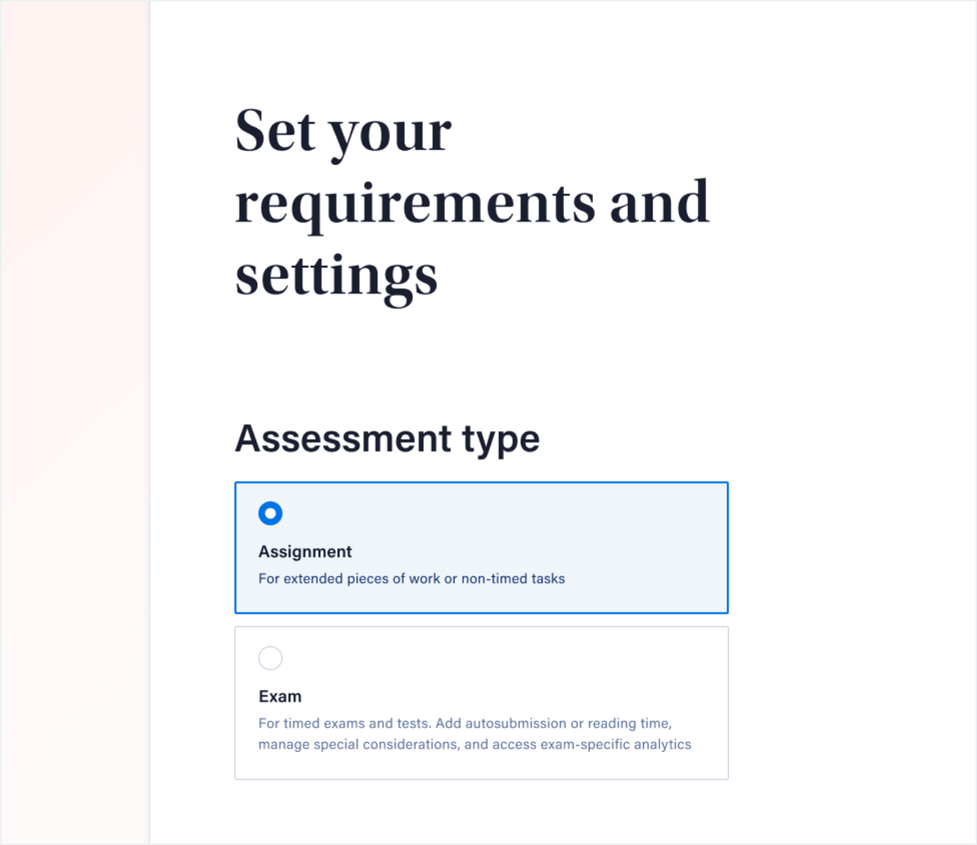Setting assessment requirements (Canvas)