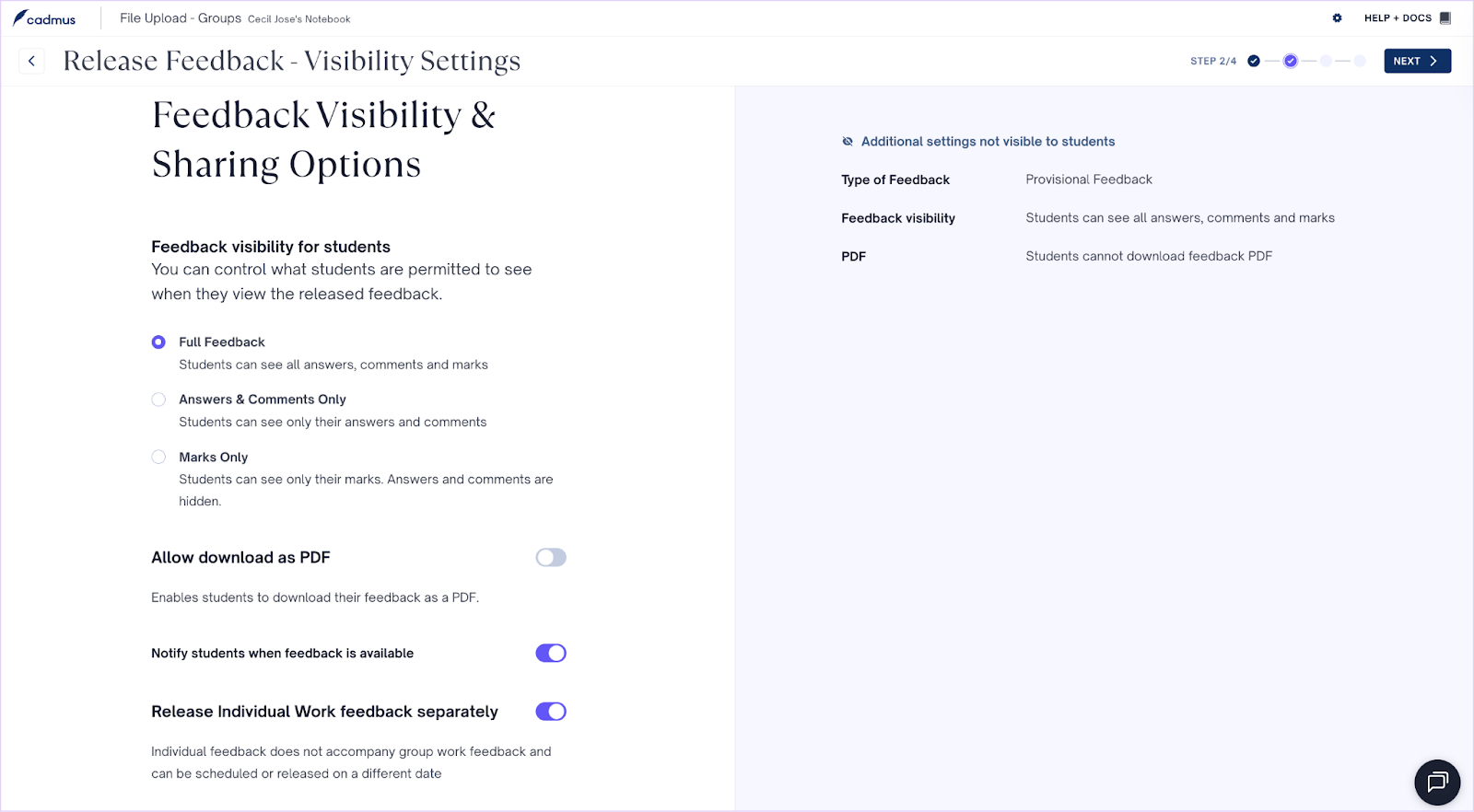 Provisional Feedback Release