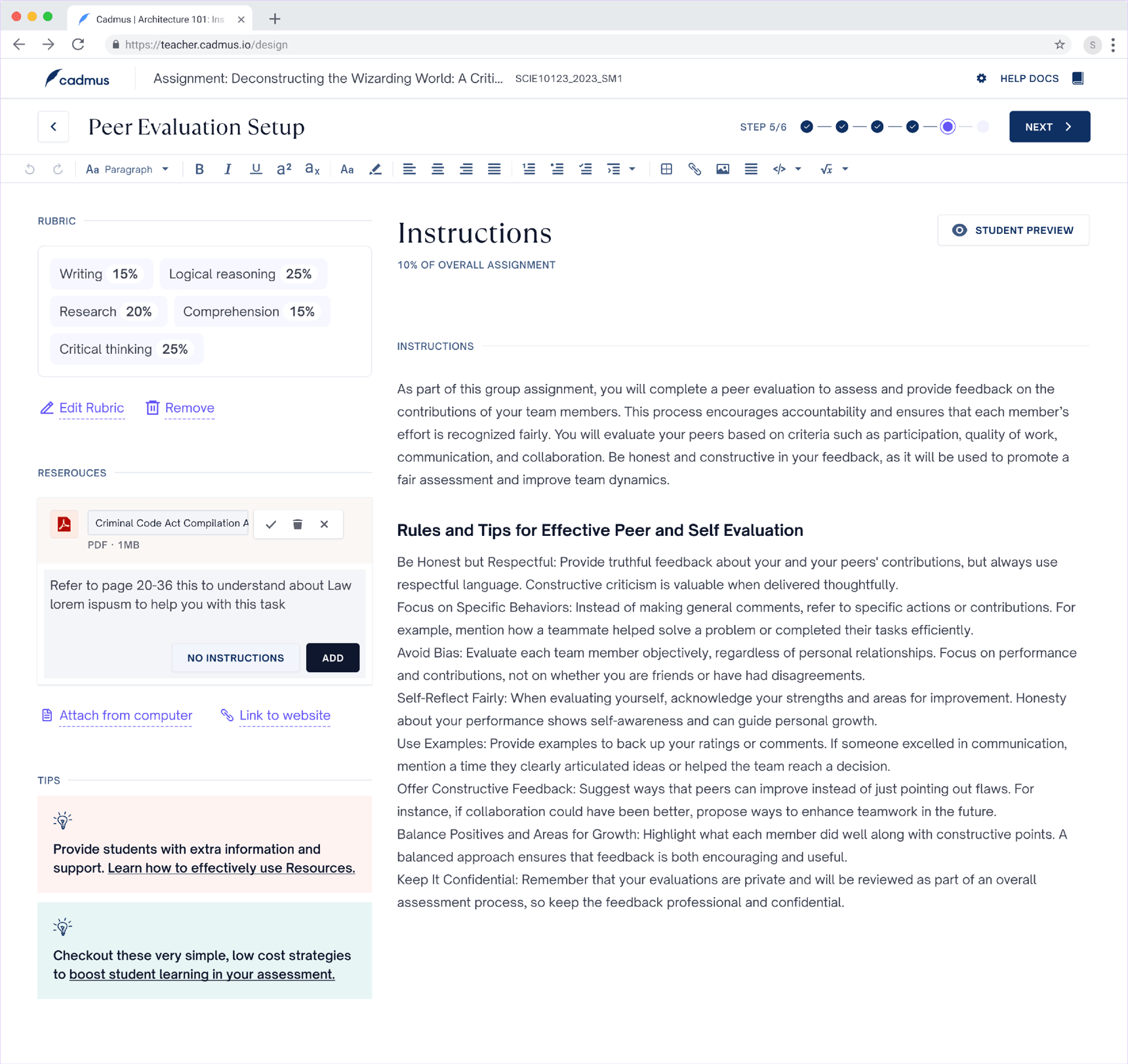 Peer & Self-Evaluation Guide