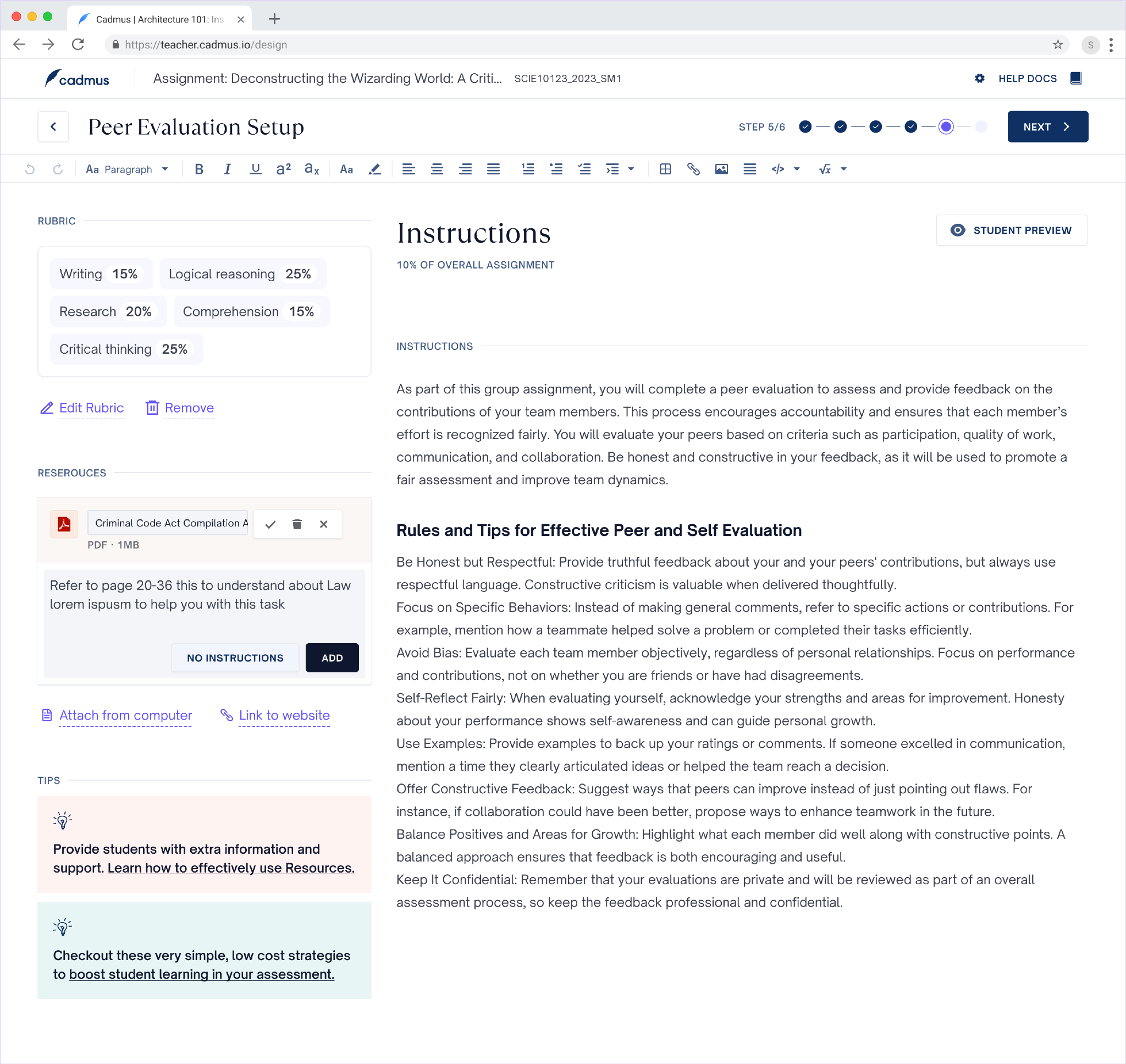 Peer & Self-Evaluation Guide