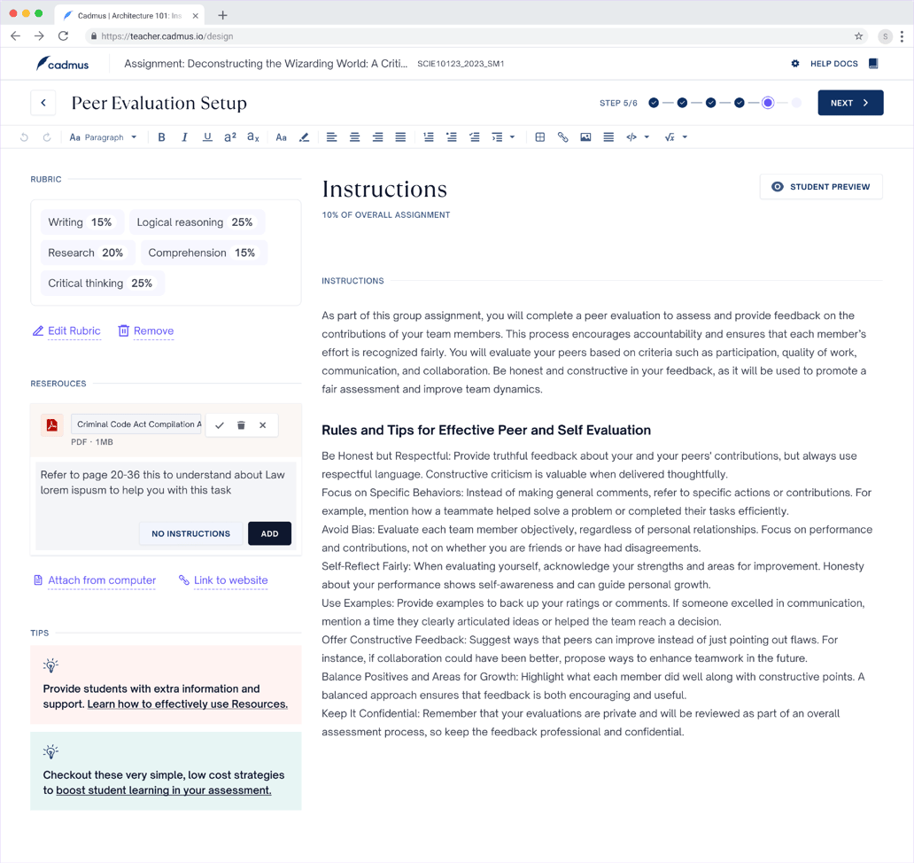 Peer & Self-Evaluation Guide